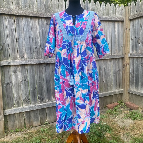 DownEast | Dresses | Downeast Tropical Flower Mumu Peasant Dress | Poshmark